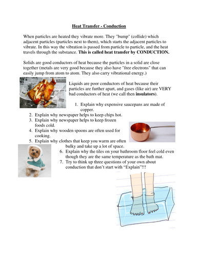 Heat transfer worksheets | Teaching Resources