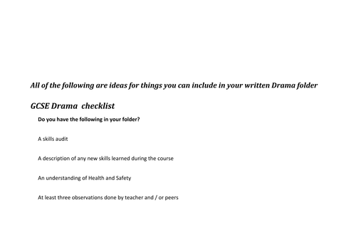 Putting together a Drama Portfolio | Teaching Resources