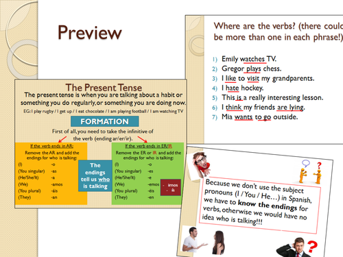 The Present Tense - El presente | Teaching Resources