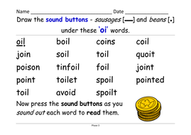 Phase 3: 'oi' sound [as in boil, avoid]: table/group cards, activities ...