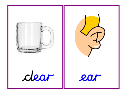 Phase 3: 'ear' grapheme [as in dear, appear]: table/group cards ...
