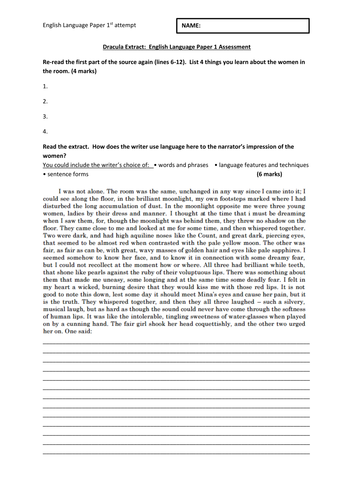 NEW GCSE Specification English Language Paper 1 Creative Reading ...