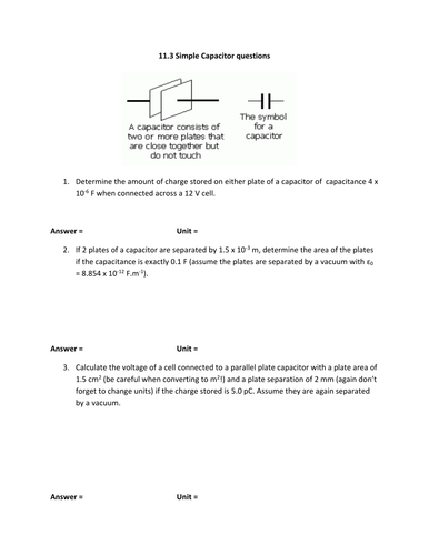 Capacitors | Teaching Resources
