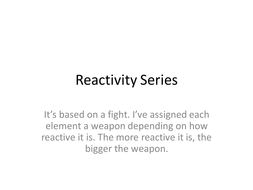 Reactivity Series - Displacement Reactions | Teaching Resources