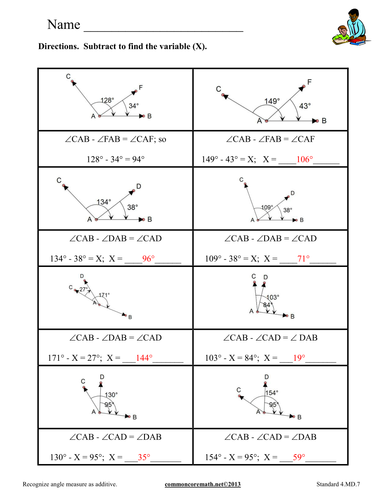 Add and Subtract Angles - 4.MD.7 | Teaching Resources