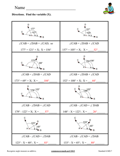 Add and Subtract Angles - 4.MD.7 | Teaching Resources