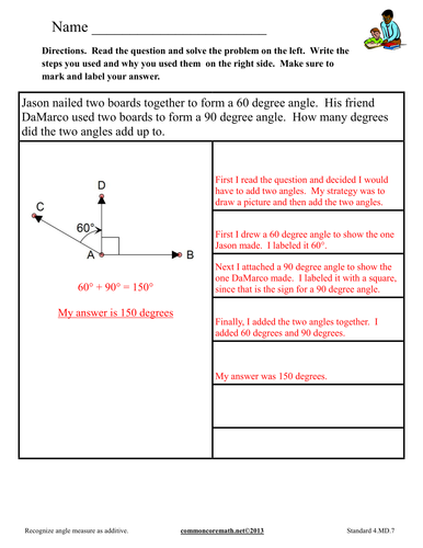 Add and Subtract Angles - 4.MD.7 | Teaching Resources