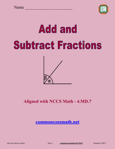 Add and Subtract Angles - 4.MD.7 | Teaching Resources