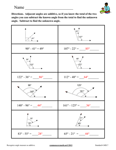 Add and Subtract Angles - 4.MD.7 | Teaching Resources