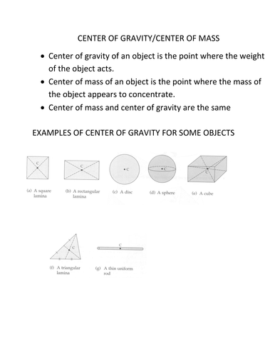 IGCSE PHYSICS - CENTER OF GRAVITY AND STABILITY examples and worksheet ...