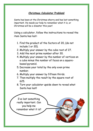Santa's Christmas Calculator puzzle. Maths vocabulary revision Activity ...