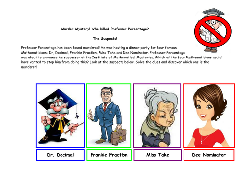 Mathematical Murder Mystery (Revision of Equivalent Fractions, decimals ...