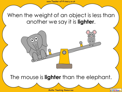 Comparing Weight - Year 1 - PowerPoint presentation and worksheets ...