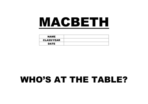 MACBETH - WHO IS AT THE TABLE? RELATIONSHIP DYNAMICS | Teaching Resources