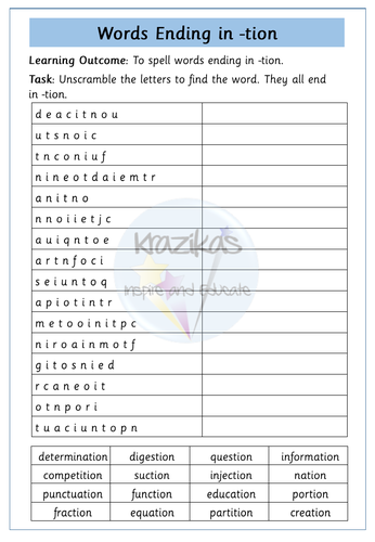 tion suffix | Teaching Resources