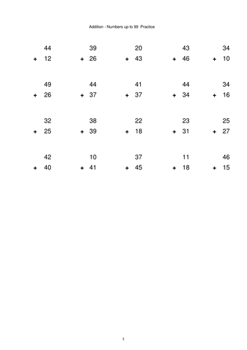 Addition Numbers up to 99 Worksheet Generator - Singapore Math ...