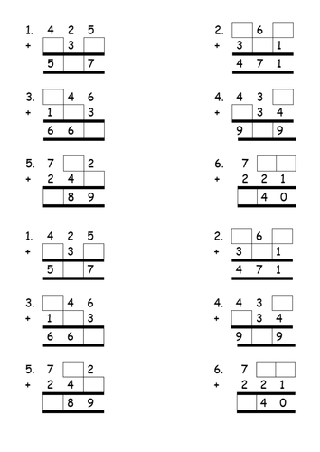 Missing Numbers Column Addition | Teaching Resources Missing Numbers Column Addition | Teaching Resources