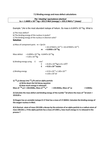 IB Physics Topic 7: Atomic, nuclear and particle physics. | Teaching ...