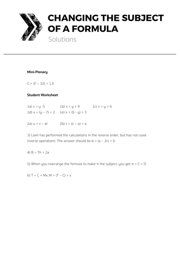 Rearranging Equations, Graphs & Simultaneous Equations - Complete Unit ...