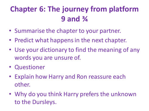 Harry Potter and the Philosopher's Stone Comprehension (Chapters 5 and ...