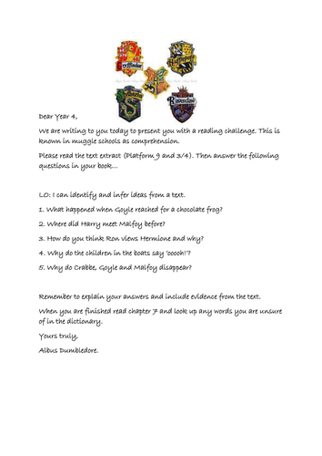 Harry Potter and the Philosopher's Stone Comprehension (Chapters 5 and ...