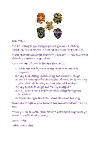 Harry Potter and the Philosopher's Stone Comprehension (Chapters 5 and ...