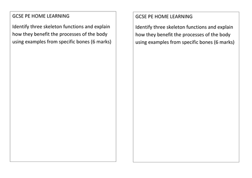 Aqa Gcse Pe 2016 Spec Skeleton Functions Teaching Resources