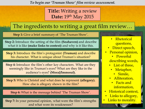 KS3: The Truman Show - analysis and film review | Teaching Resources