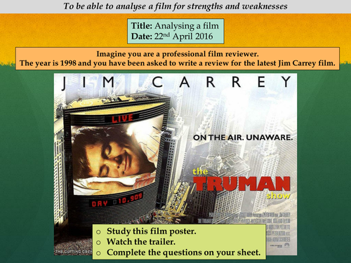 KS3: The Truman Show - analysis and film review | Teaching Resources