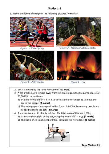 Work, Hooke's Law, Forces, Moments, Energy Revision Activity | Teaching ...