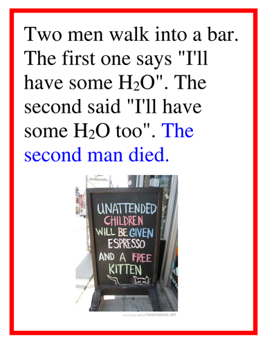 SCIENCE DISPLAY - Science jokes by simoninpng - Teaching Resources - TES