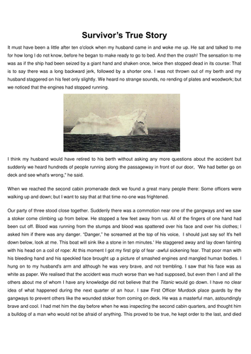 Titanic and cruise ships creative writing SOW | Teaching Resources