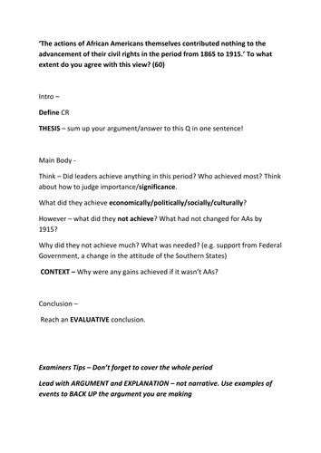 OCR African American Civil Rights 1865-1992 USA | Teaching Resources