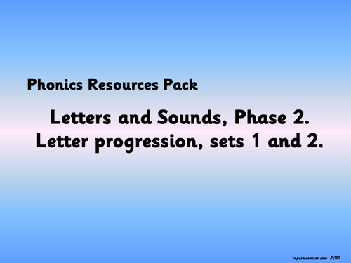 Phonics-Letters and Sounds, Phase 2 Letter sets 1 and 2 Resource Pack ...
