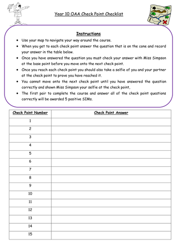 OAA Fun check point lesson activity | Teaching Resources