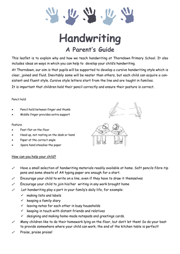 Handwriting Guide for Parents | Teaching Resources