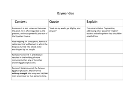 Ozymandias Differentiated Lesson and Worksheet | Teaching Resources