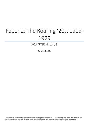 AQA GCSE History - Paper 2 Revision Booklets | Teaching Resources