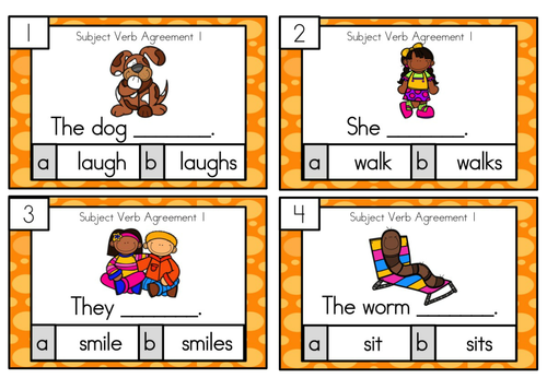 Subject Verb Agreement Task Cards Differentiated | Teaching Resources