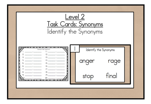 Synonym Task Cards Differentiated | Teaching Resources