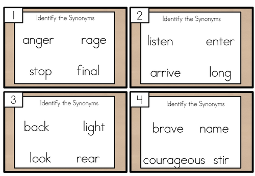 Synonym Task Cards Differentiated | Teaching Resources