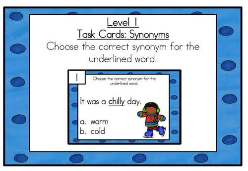 Synonym Task Cards Differentiated | Teaching Resources