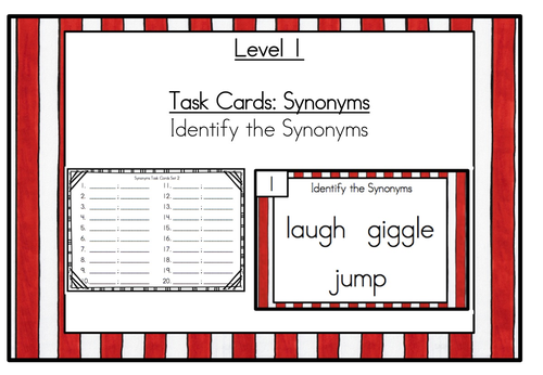 Synonym Task Cards Differentiated | Teaching Resources