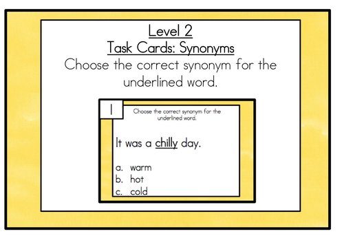 Synonym Task Cards Differentiated | Teaching Resources