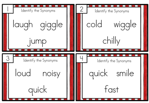 Synonym Task Cards Differentiated | Teaching Resources