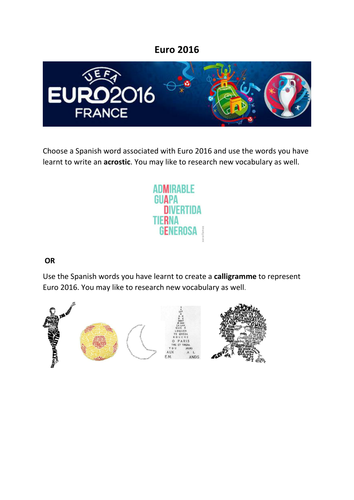 Spanish Teaching Resources: Euro 2016 Football lesson. | Teaching Resources