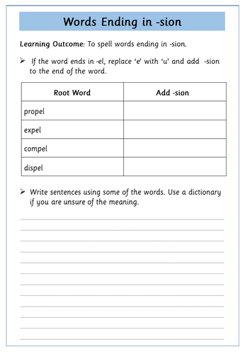 sion suffix - Worksheets | Teaching Resources