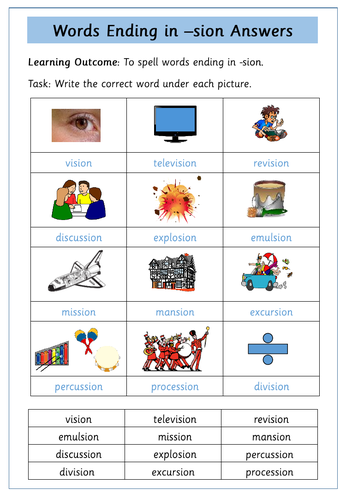 sion suffix - Worksheets | Teaching Resources