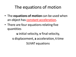 Equations of Motion SUVAT | Teaching Resources