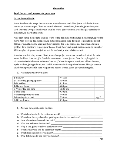 Ma routine in 3 tenses | Teaching Resources
